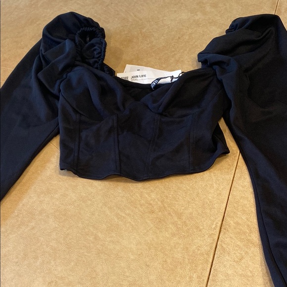 Zara | Tops | Zara Black Structured Top | Poshmark